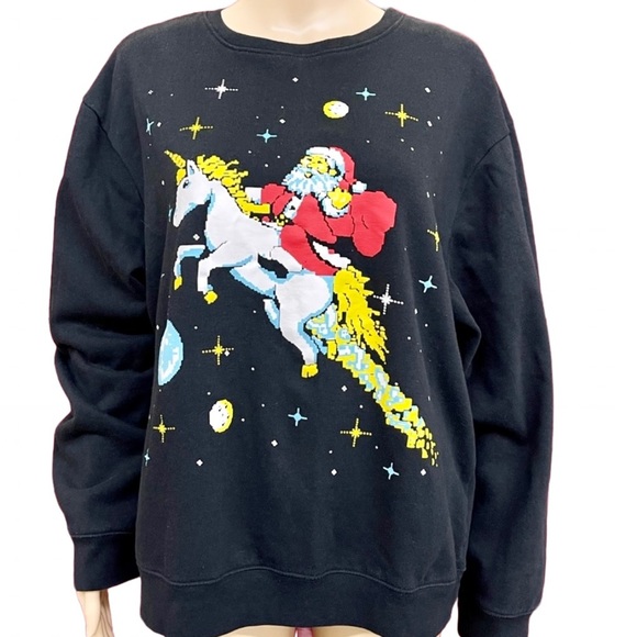 Fifth Sun | Tops | Fifth Sun Santa Claus Riding A Unicorn Through Space ...